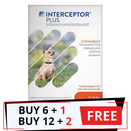 Interceptor Plus Chew (Interceptor Spectrum) for Dogs 2-8lbs (Orange) 3 ...